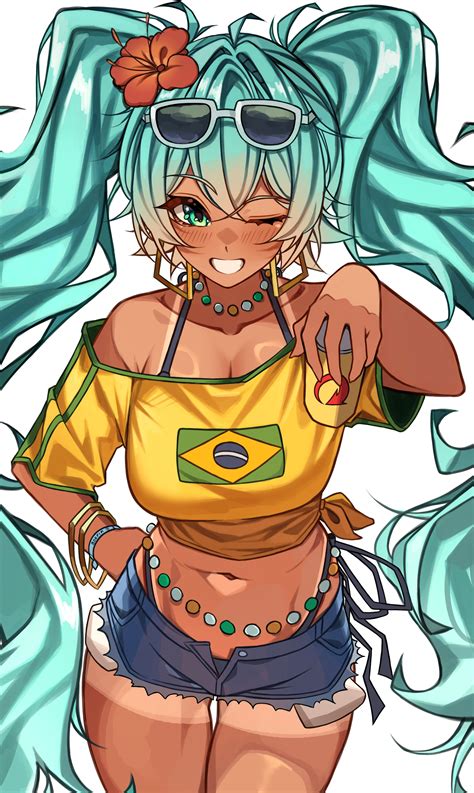 Hatsune Miku And Brazilian Miku Vocaloid Drawn By Marck Marck Danbooru