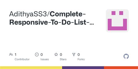 GitHub AdithyaSS Complete Responsive To Do List Using Html CSS And JavaScript