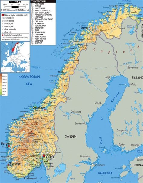Mapa De Noruega Mapa Político Y Físico