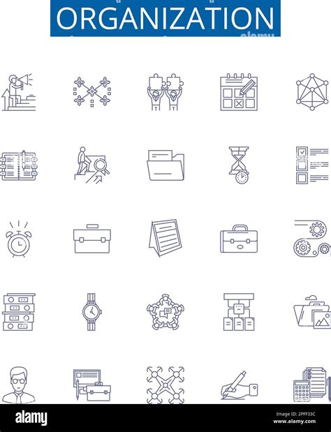 Organization Line Icons Signs Set Design Collection Of Organize Group Arrange Alliance