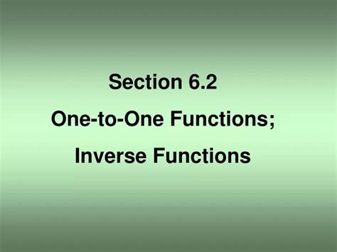 PPT Section One To One Functions Inverse Functions PowerPoint Presentation ID