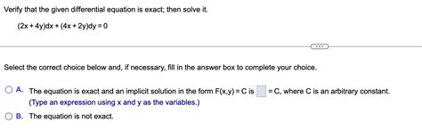 [solved] Verify That The Given Differential Equation Is E