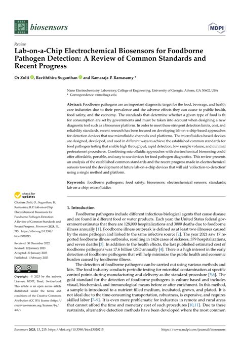 Pdf Lab On A Chip Electrochemical Biosensors For Foodborne Pathogen