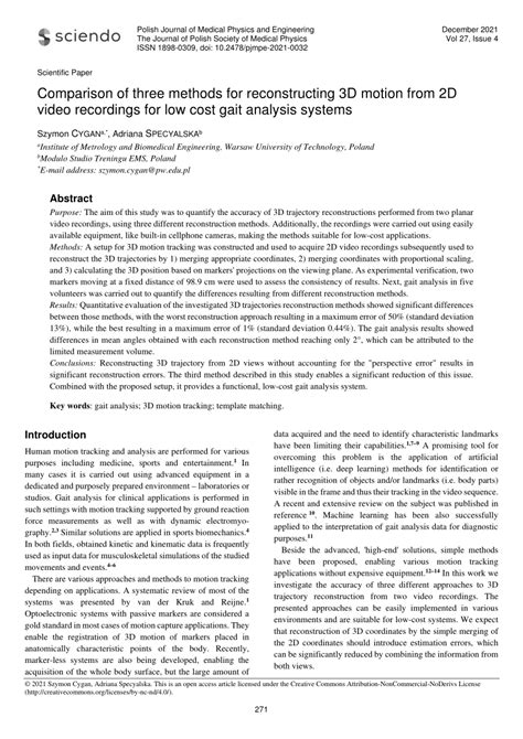 Pdf Comparison Of Three Methods For Reconstructing 3d Motion From 2d