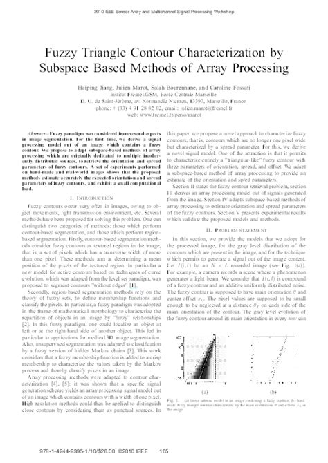 Pdf Fuzzy Triangle Contour Characterization By Subspace Based Methods Of Array Processing