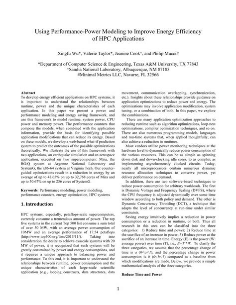 Pdf Using Performance Power Modeling To Improve Energy Facultycse