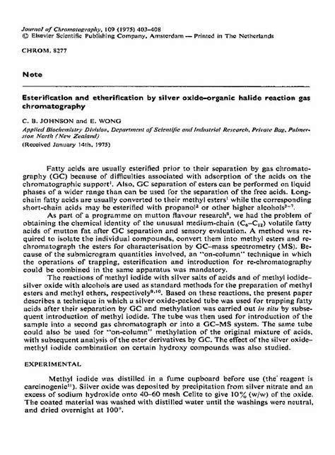 Pdf Esterification And Etherification By Silver Oxide Organic Halide