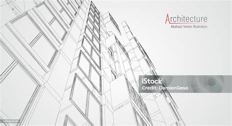 아키텍처 라인 배경 건물 건설 스케치 벡터 초록 현대 도시 3d 프로젝트 기술 기하학적 그리드 와이어 청사진 하우스 디지털 아키텍트 혁신 와이어프레임 개념에 대한 스톡 벡터