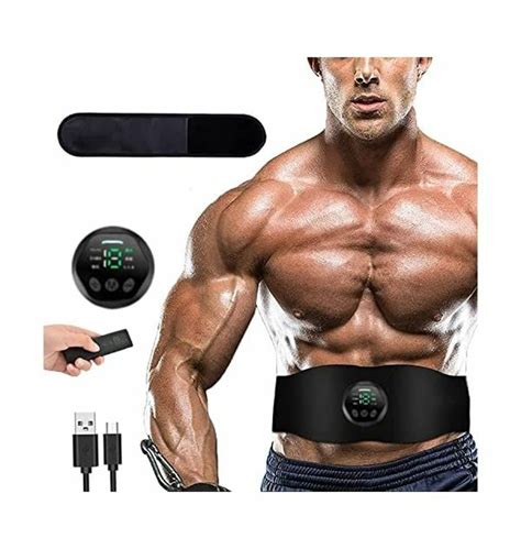Ems 복근 벨트 복부 근육 기계 젤 시트 불필요 트레닌구 리모콘 부착 패드 6 종류 모드 18 단계 강도 액정 표시 Usb 충전식 트레이닝 남녀 겸용 티몬