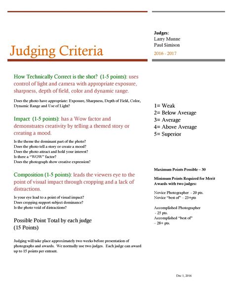 Sample Criteria For Judging Dance Contest Design Talk