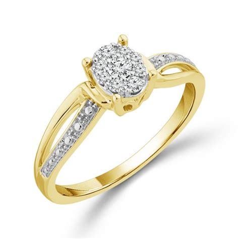 16ctw Diamond Oval Cluster Yellow Gold Promise Ring Reeds Jewelers