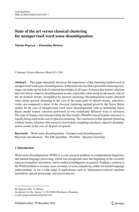 pdf state of the art versus classical clustering for unsupervised