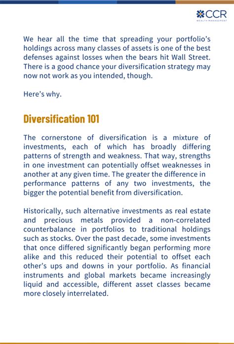 Diversification And Correlation Ccr Wealth Management