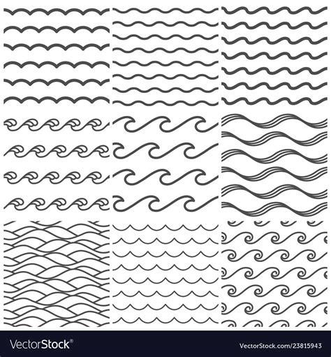 Seamless Water Waves Pattern Sea Wave Ocean Vector Image