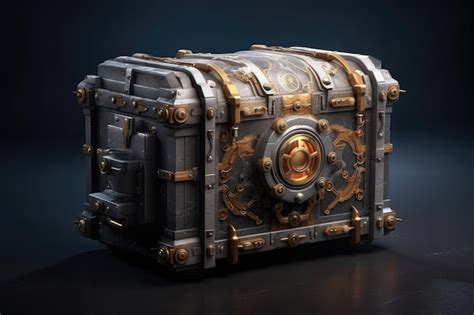 Premium Ai Image Steampunk Chest On Grey Background Generative Ai