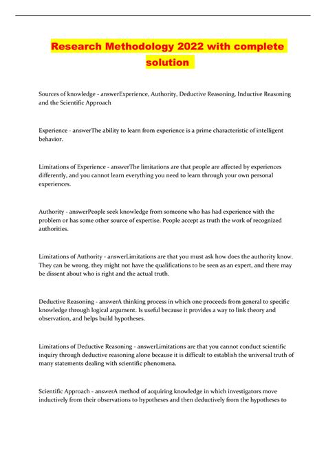 Research Methodology 2022 With Complete Solution Research Methodology Stuvia Us