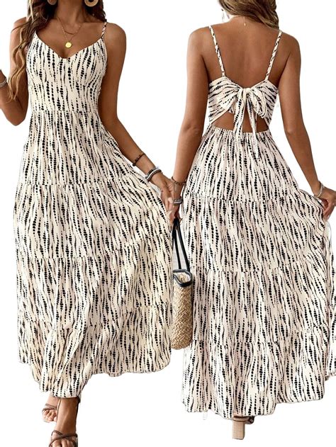 Narecte Women Summer Beach Dresses Spaghetti Strap Maxi Dress Flowy
