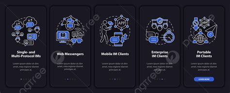Dark Ui Onboarding Screen For Messaging Software Mobile App Vector Idea Form Website Png And