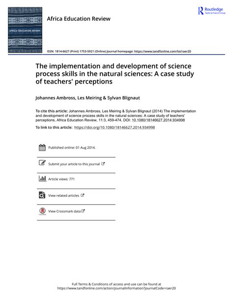 Pdf The Implementation And Development Of Science Process Skills In The Natural Sciences A