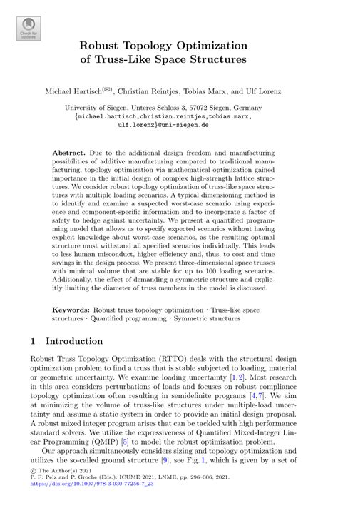 Pdf Robust Topology Optimization Of Truss Like Space Structures