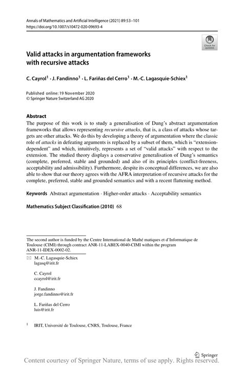 Valid Attacks In Argumentation Frameworks With Recursive Attacks Request Pdf