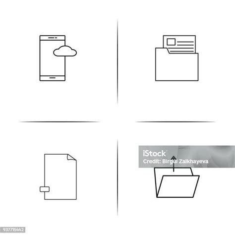 파일 및 폴더 기호 간단한 선형 아이콘을 설정 합니다 개요 벡터 아이콘 0명에 대한 스톡 벡터 아트 및 기타 이미지 0명