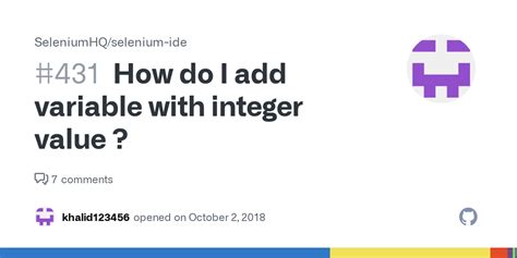 How Do I Add Variable With Integer Value · Issue 431 · Seleniumhq