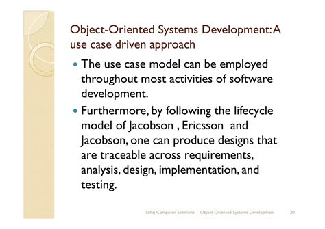 Object Oriented Systems Development Life Cycle Ppt Pdf