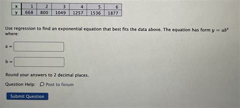 Solved Use Regression To Find An Exponential Equation That Chegg