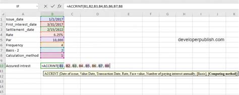 How To Use Accrint Function In Excel Developerpublish