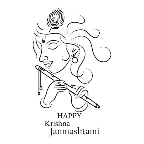 Premium Vector Krishna Janmashtami Colors Vector Line Drawing Illustration