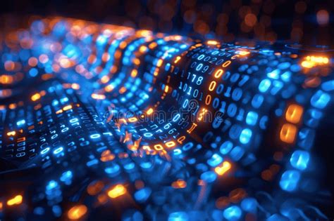 Futuristic Blue Glowing Binary Code Digital Background Stock