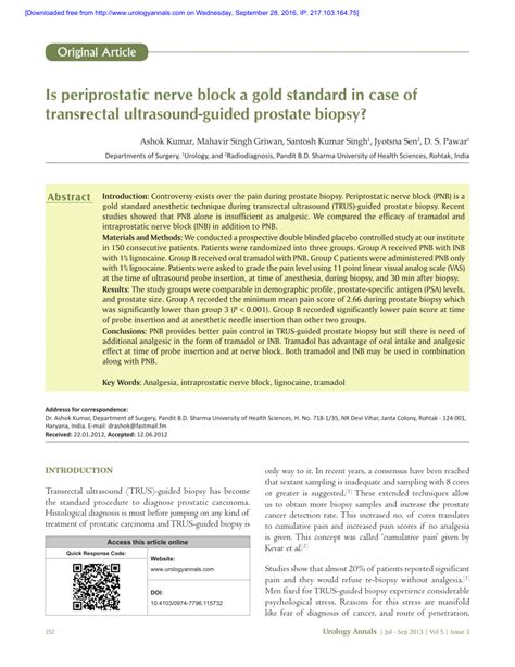Pdf Is Periprostatic Nerve Block A Gold Standard In Case Of Transrectal Ultrasound Guided