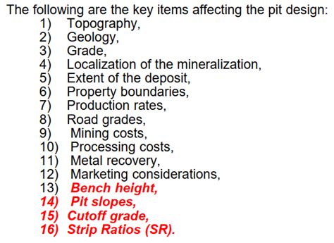 Pitdesign Parameters For An Open Pit Mine