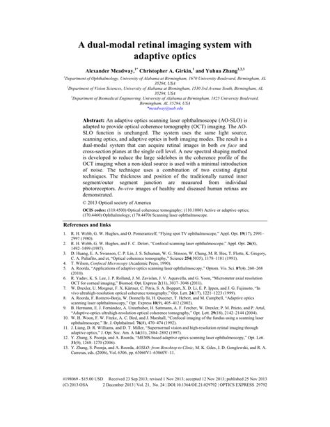 Pdf A Dual Modal Retinal Imaging System With Adaptive Optics
