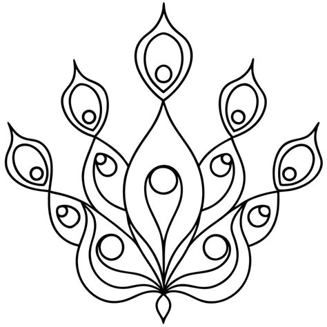 Peacock Feather Drawing Outline