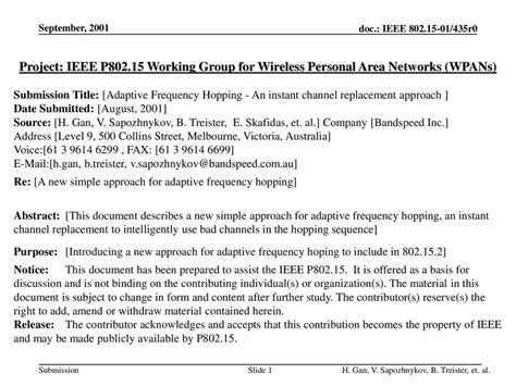 September 2001 Project Ieee P Working Group For Wireless Personal