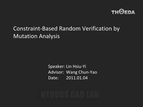 Ppt Constraint Based Random Verification By Mutation Analysis