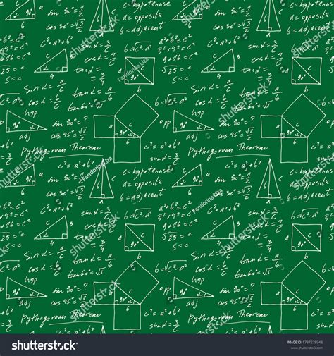 Handwritten Trigonometric Vector Seamless Pattern Hand Stock Vector