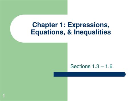 Ppt Chapter 1 Expressions Equations And Inequalities Powerpoint Presentation Id 5649387