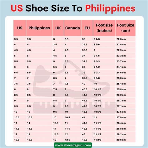 Shoes Number Chart For Men