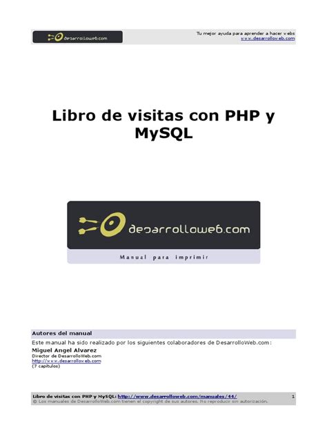 Manual Libro Visitas Php Mysql Pdf Php Página Web