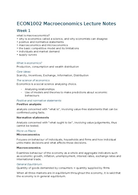 ECON Lecture Notes ECON Macroeconomics Lecture Notes Week What Is Macroeconomics