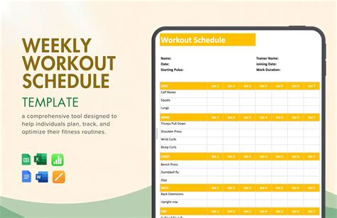 Editable Workout Schedule Templates In Apple Pages To Download