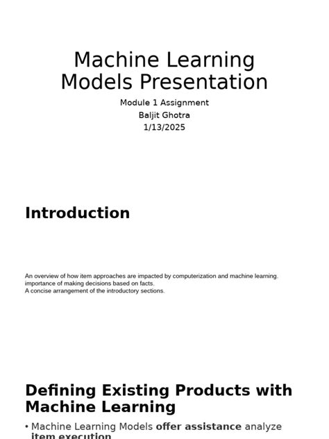 Module 1 Assignment Machine Learning Models Presentation Pdf