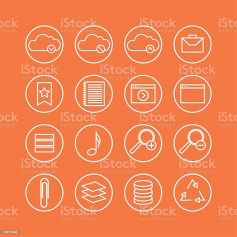 Flat Design Thin Line Interface Icon Set Stock Illustration Download Image Now Arrow Symbol