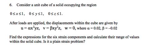 Solved Consider A Unit Cube Of A Solid Occupying The Region Chegg Com