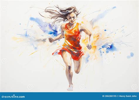 Abstract Motion Woman Running In Abstract Style Stock Illustration