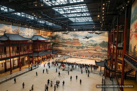 Ai创作图横店华夏历史长廊 展馆复原场景 滕王阁宴乐图蜡像 展馆内部俯拍 古代盛世场景再现 清上河图 兴汉胜境 首博 故宫专题展 馆内场景 中华艺术宫展览大厅 广富林地下展馆 中华艺术宫展厅