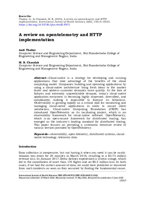 Pdf Review On Opentelemetry And Implementation